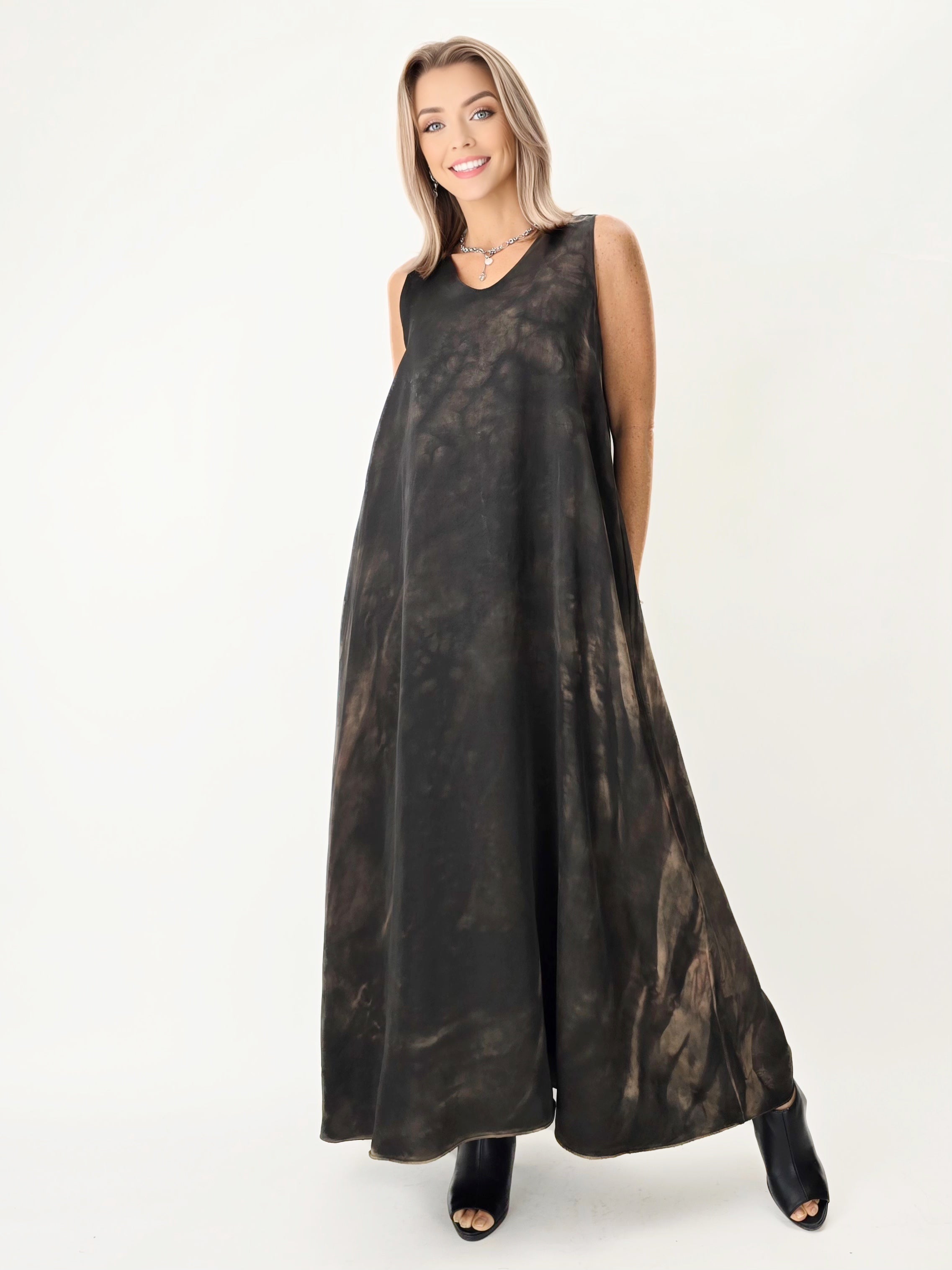 Narenee Designs- Hand-Dyed Silk Blend Maxi Dress – Wearable Art Shop